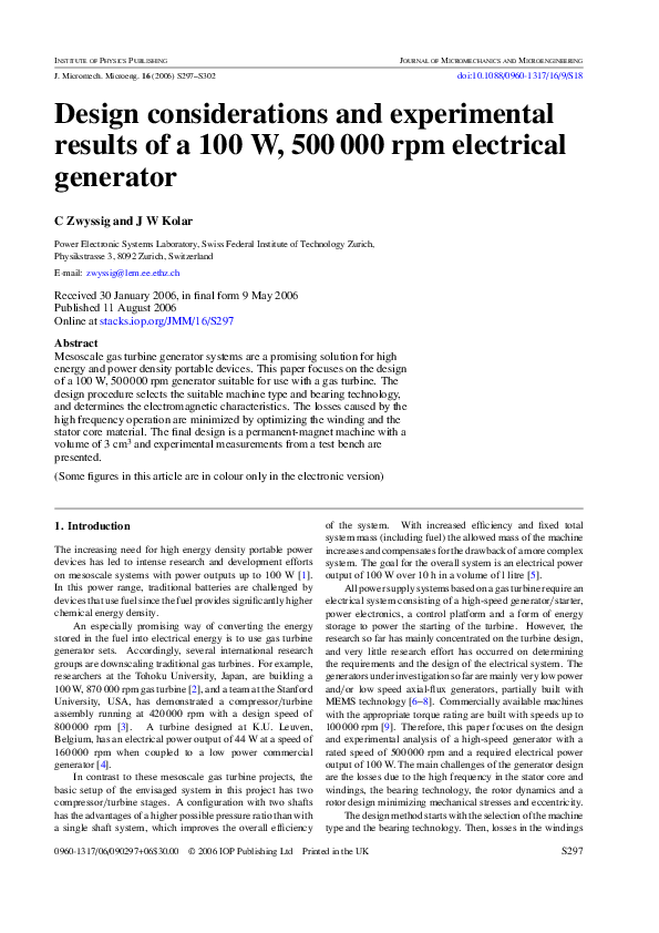 (PDF) Design considerations and experimental results of a 100 W, 500 ...