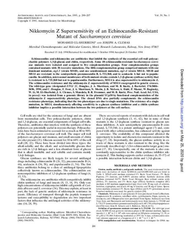 (PDF) Nikkomycin Z supersensitivity of an echinocandin-resistant mutant ...