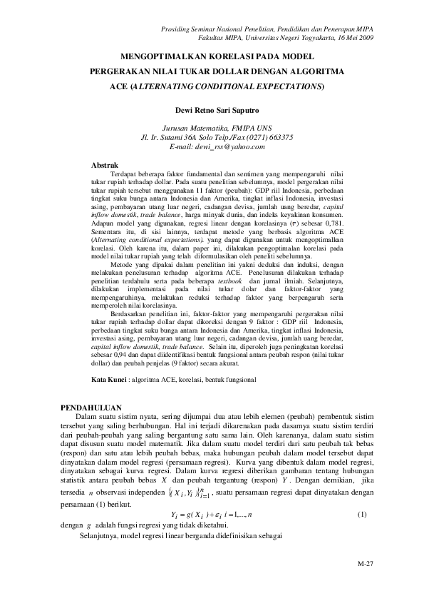 (PDF) Mengoptimalkan Korelasi Pada Model Pergerakan Nilai Tukar Dollar Dengan Algoritma Ace ...