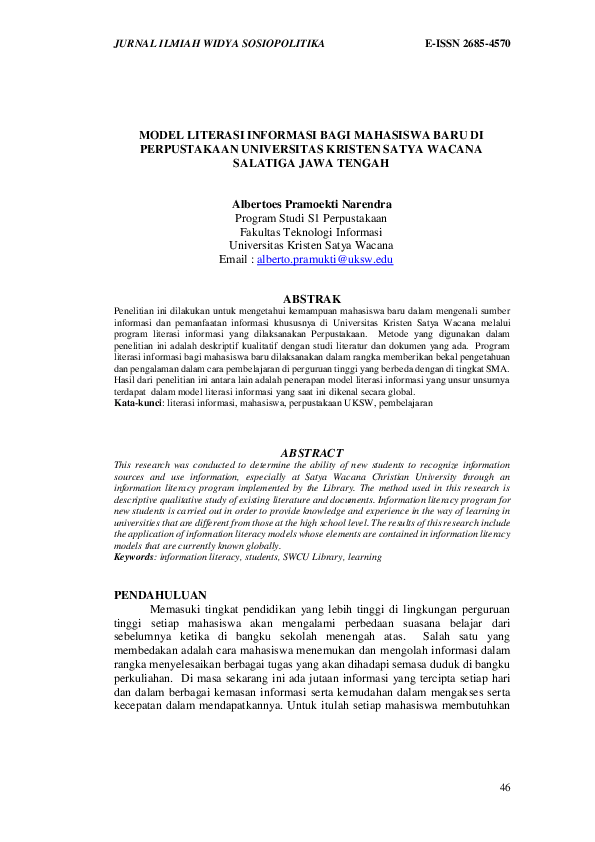 (PDF) Model Literasi Informasi Bagi Mahasiswa Baru DI Perpustakaan ...