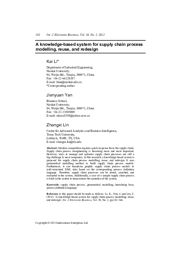 (PDF) A knowledge-based system for supply chain process modelling, reuse, and redesign