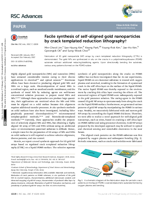 (PDF) Facile synthesis of self-aligned gold nanoparticles by crack ...