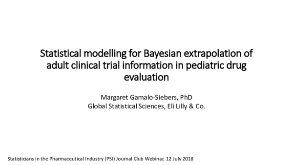 Pdf Statistical Modeling For Bayesian Extrapolation Of Adult Clinical