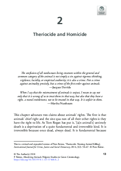 (PDF) Theriocide and Homicide | Piers Beirne - Academia.edu