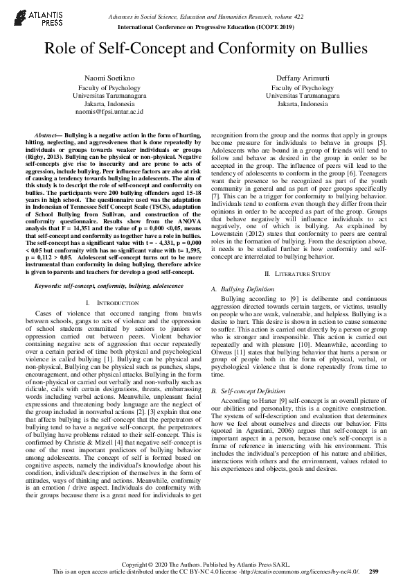 (PDF) Role of Self-Concept and Conformity on Bullies