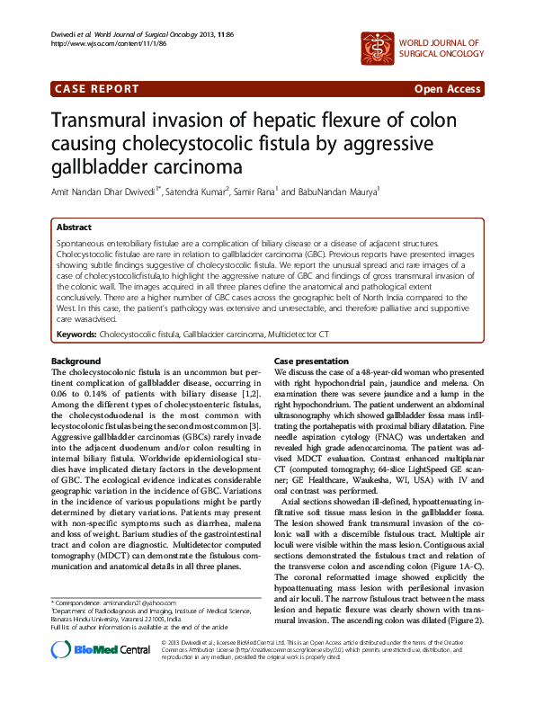 (PDF) Transmural invasion of hepatic flexure of colon causing ...
