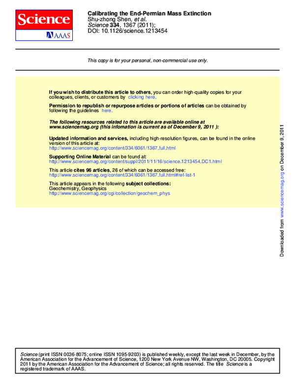(PDF) Calibrating the End-Permian Mass Extinction