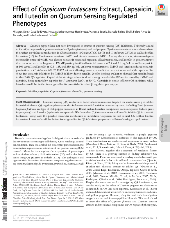 (PDF) Effect of Capsicum Frutescens Extract, Capsaicin, and Luteolin on ...