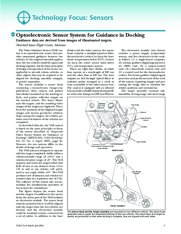 (PDF) Optoelectronic Sensor System for Guidance in Docking