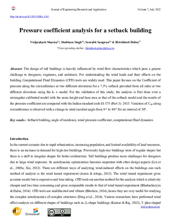 (PDF) Pressure coefficient analysis for a setback building