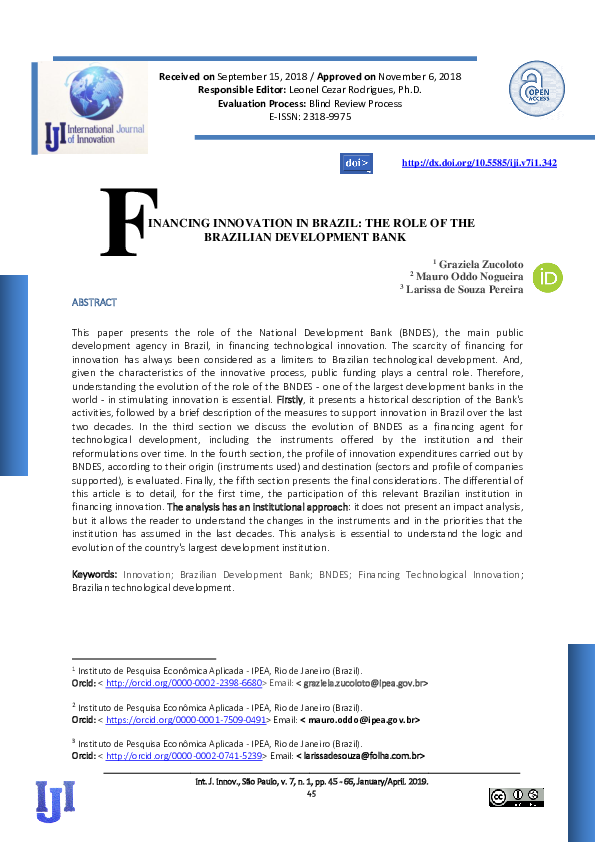 (PDF) Financing Innovation in Brazil: the role of the Brazilian ...