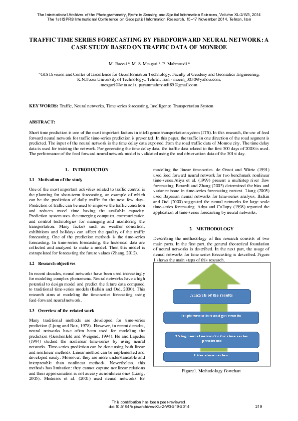 (PDF) Traffic Time Series Forecasting by Feedforward Neural Network: A Case Study Based on ...