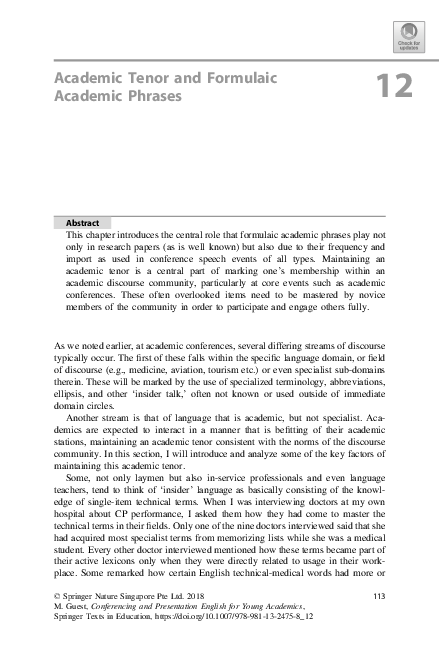 (PDF) Academic Tenor and Formulaic Academic Phrases