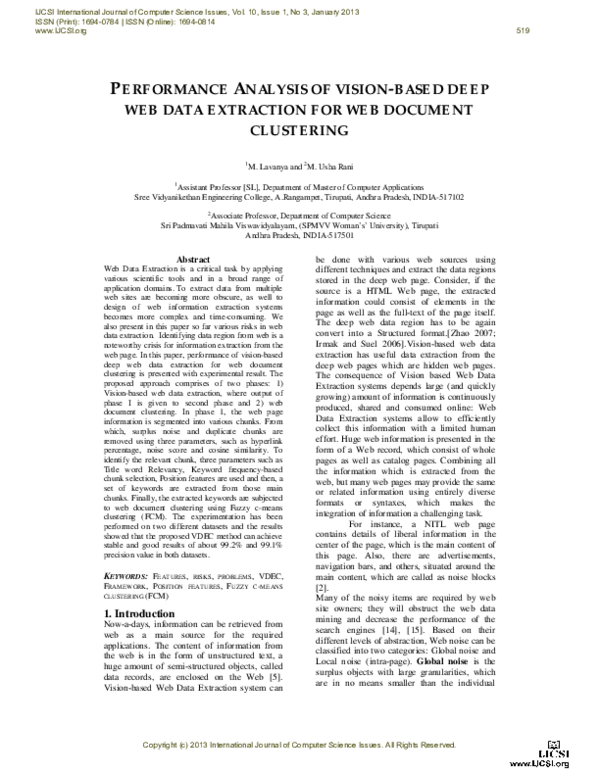Pdf Performance Analysis Of Vision Based Deep Web Data Extraction For