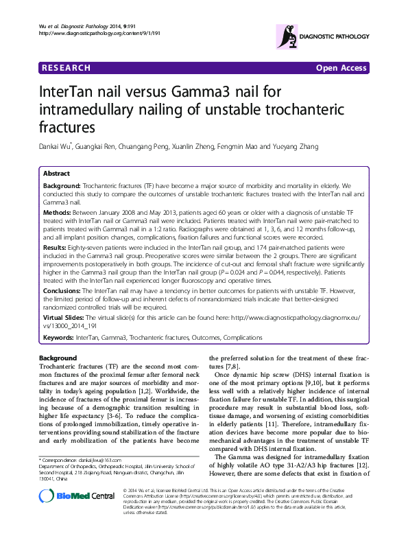 (PDF) InterTan nail versus Gamma3 nail for intramedullary nailing of ...