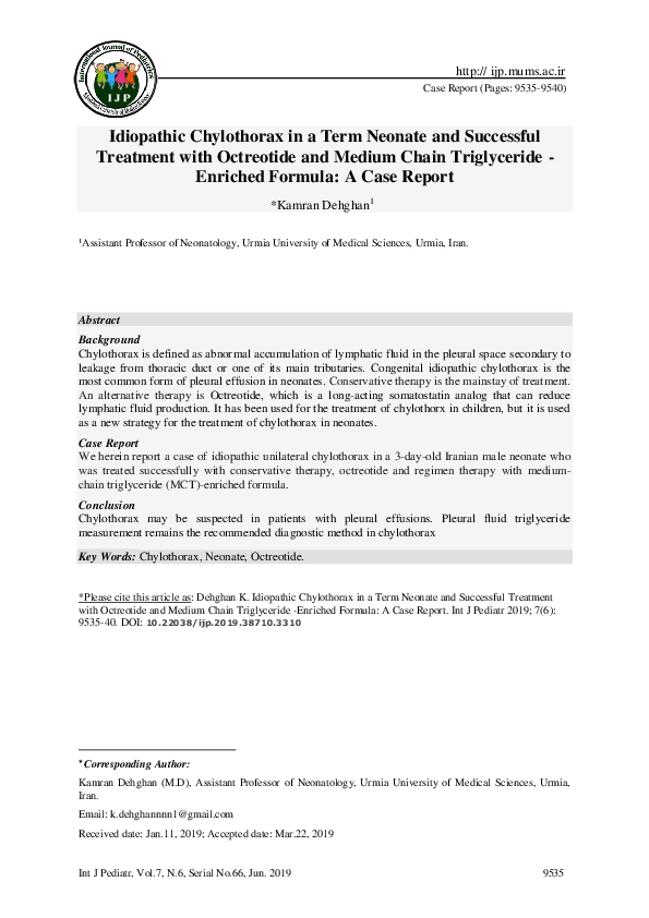 (PDF) Chylothorax: Diagnosis and Management in Children | John Massie ...
