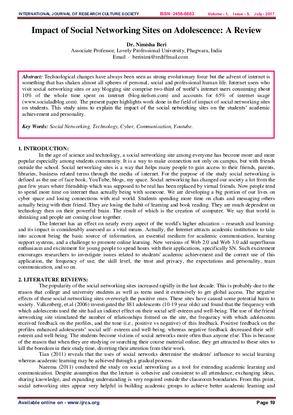 (PDF) INTERNATIONAL JOURNAL OF RESEARCH CULTURE SOCIETY Impact of ...