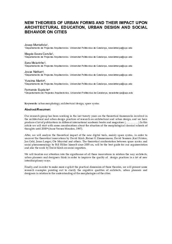 (PDF) New theories of urban forms and their impact upon architectural ...