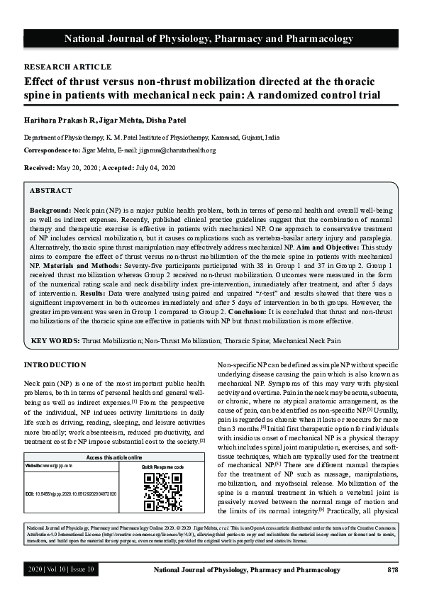 (PDF) Effect of thrust versus non-thrust mobilization directed at the ...