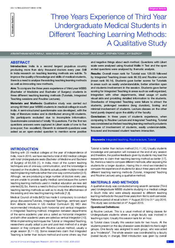 (PDF) Three Years Experience of Third Year Undergraduate Medical ...