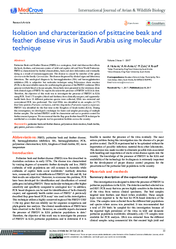 (PDF) Isolation and Characterization of Psittacine Beak and Feather ...