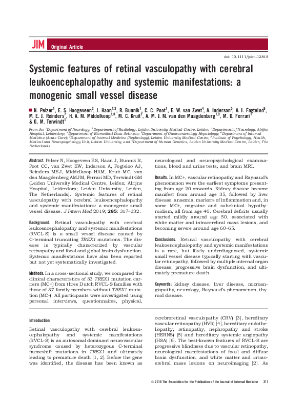(PDF) Systemic features of retinal vasculopathy with cerebral ...