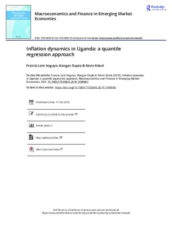 (PDF) Inflation dynamics in Uganda: a quantile regression approach