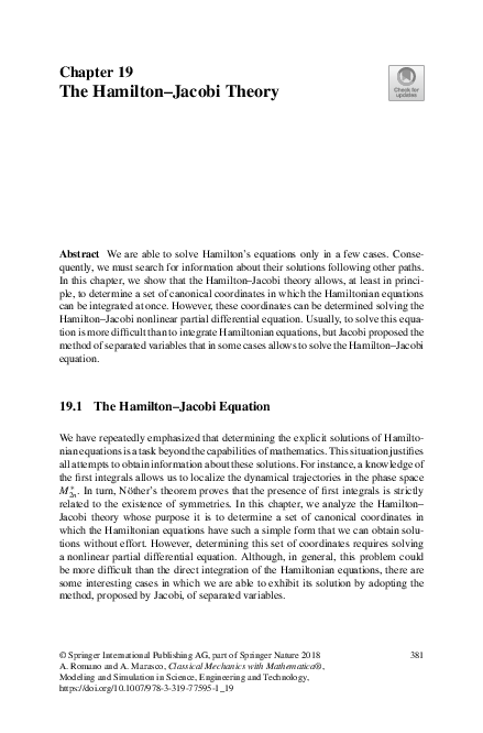 (PDF) The Hamilton–Jacobi Theory