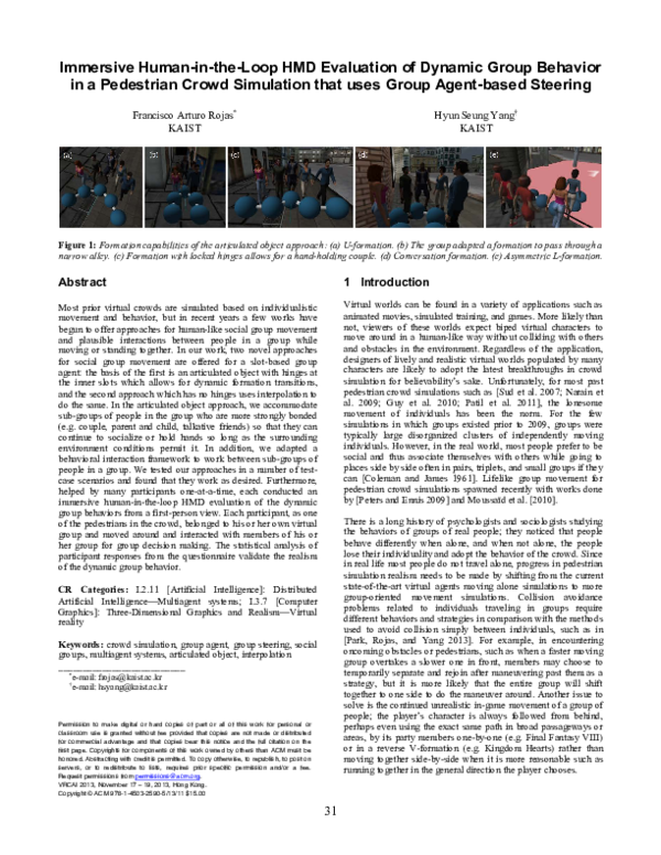 (PDF) Immersive human-in-the-loop HMD evaluation of dynamic group behavior in a pedestrian crowd ...