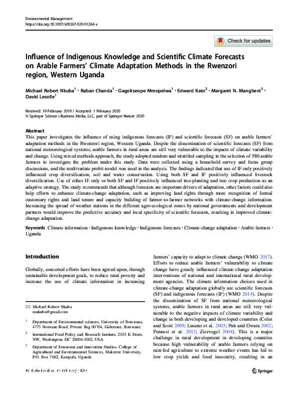 (PDF) Influence of Indigenous Knowledge and Scientific Climate ...