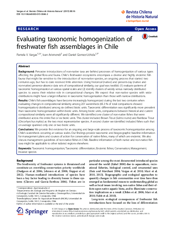(PDF) Evaluating taxonomic homogenization of freshwater fish ...