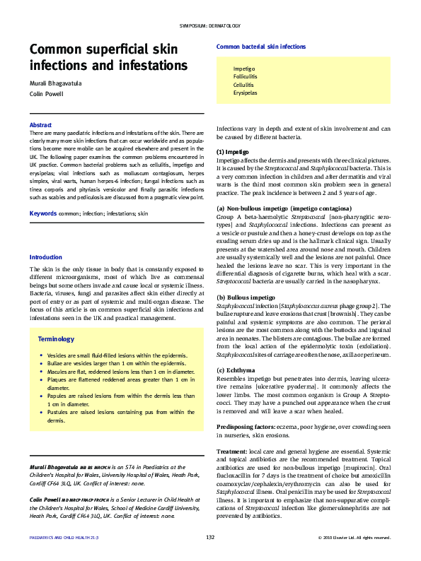 (PDF) Common superficial skin infections and infestations