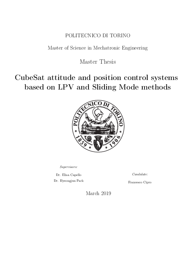 (PDF) CubeSat attitude and position control systems based on LPV and ...