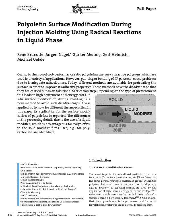 (PDF) Polyolefin Surface Modification During Injection Molding Using ...