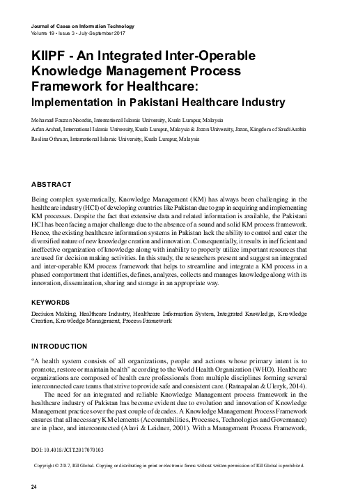 (PDF) KIIPF - An Integrated Inter-Operable Knowledge Management Process Framework for Healthcare