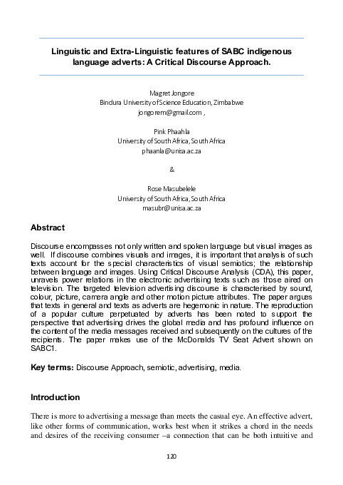 (PDF) Linguistic and Extra-Linguistic features of SABC indigenous ...