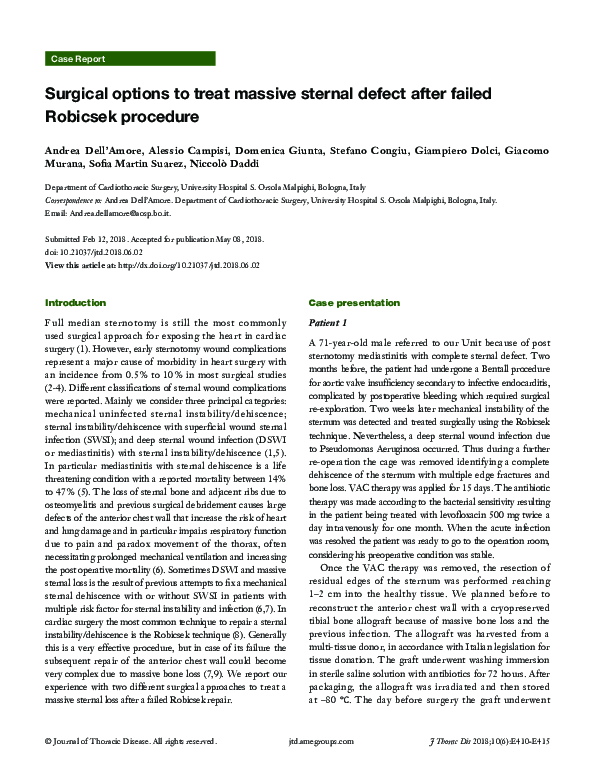 (PDF) Surgical options to treat massive sternal defect after failed ...