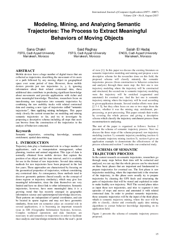 (PDF) Modeling, Mining, and Analyzing Semantic Trajectories: The Process to Extract Meaningful ...
