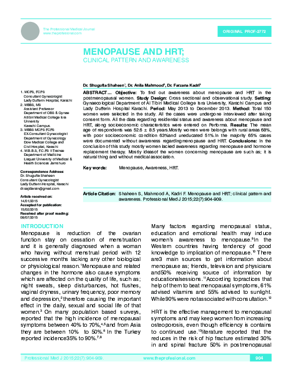 (PDF) Menopause and HRT