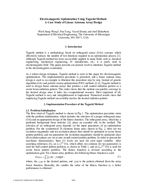 (PDF) Electromagnetic optimization using Taguchi method: a case study ... (PDF) Electromagnetic optimization using Taguchi method: a case study ...