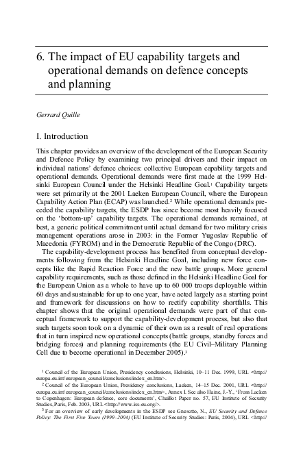 (PDF) The impact of EU capability targets and operational demands on ...