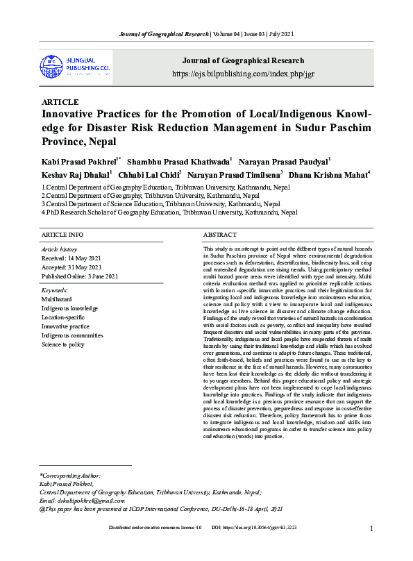 (PDF) Innovative Practices for the Promotion of Local/Indigenous ...