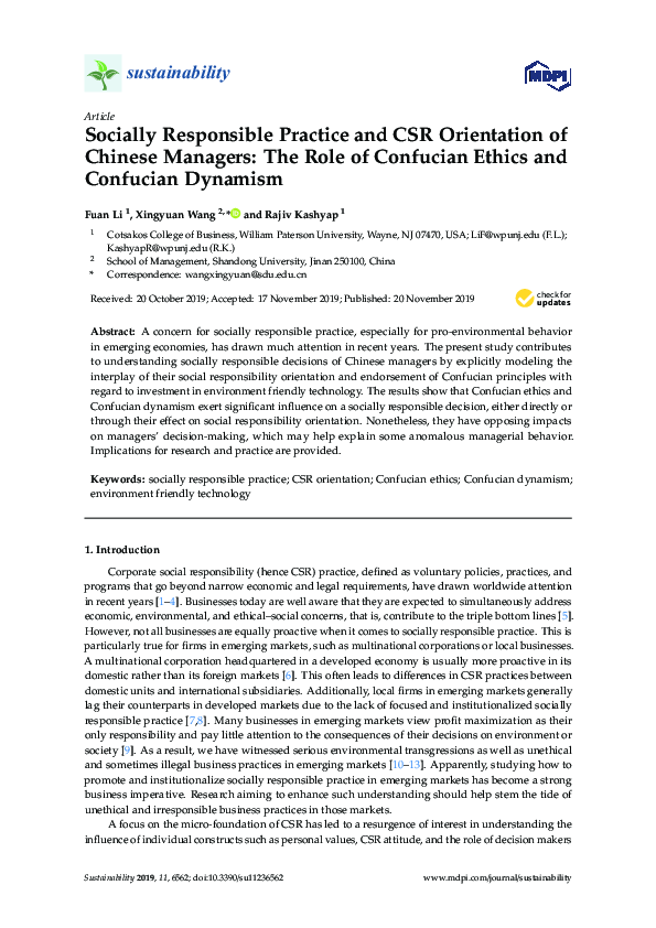 (PDF) Socially Responsible Practice and CSR Orientation of Chinese ...