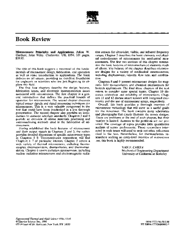 (PDF) Microsensors: Principles and applications