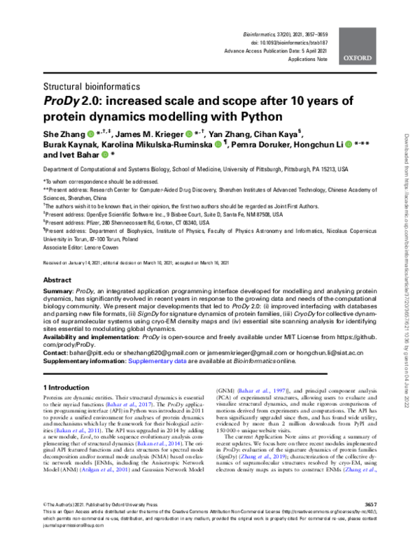 (PDF) ProDy 2.0: increased scale and scope after 10 years of protein dynamics modelling with Python