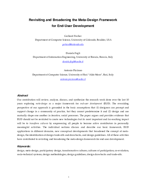 Revisiting And Broadening The Meta Design Framework For End User Development