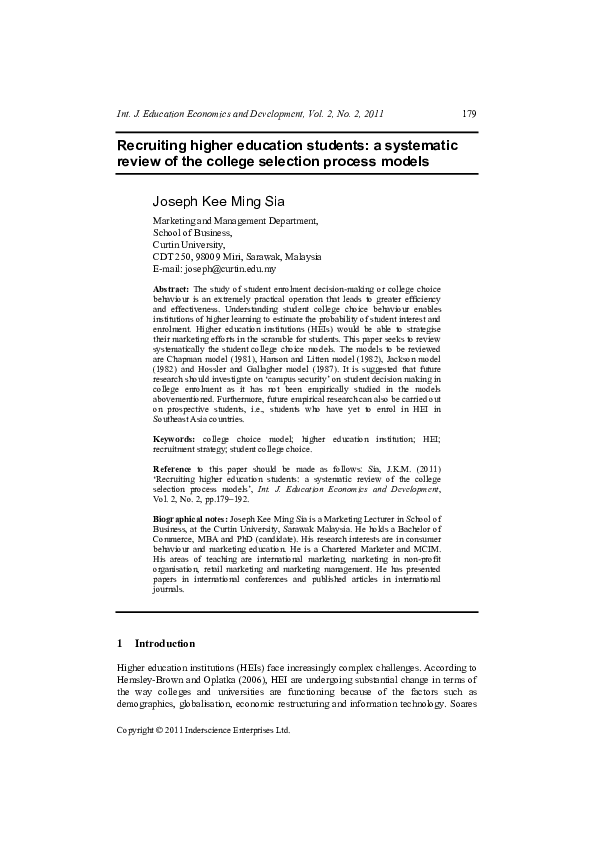 (PDF) Recruiting higher education students: a systematic review of the ...