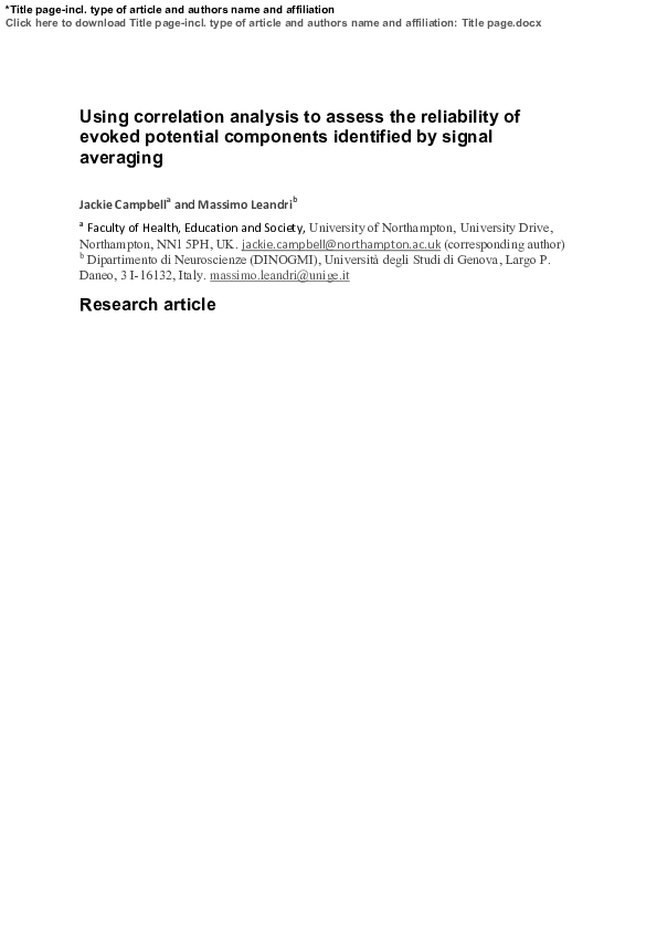(PDF) Assessing Evoked Potential Reliability via Correlation