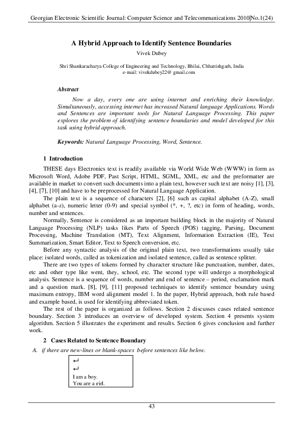 (PDF) A Hybrid Approach to Identify Sentence Boundaries