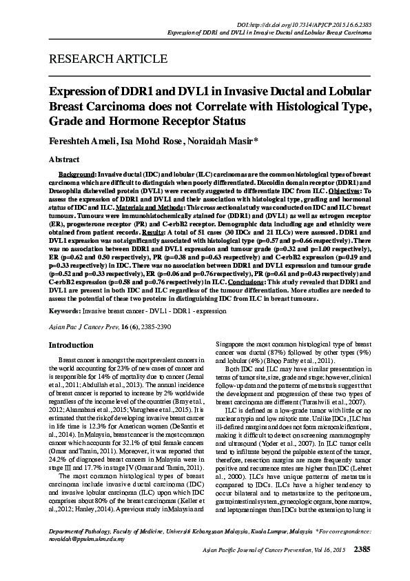 (PDF) Expression of DDR1 and DVL1 in Invasive Ductal and Lobular Breast ...